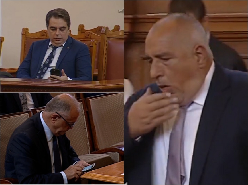 ГОРЕЩО В ПИК Асен Василев и ген Атанасов заровиха глави в телефоните в пленарна зала Борисов