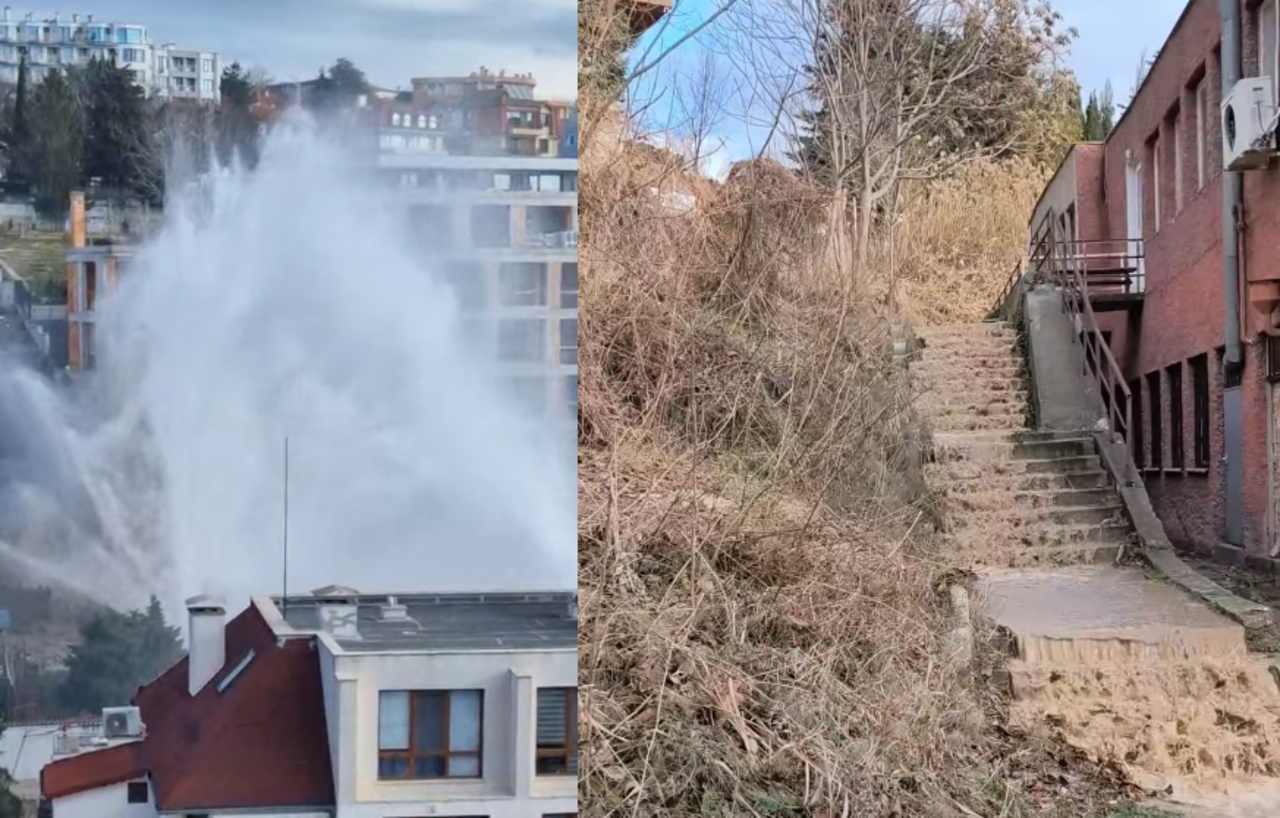 Огромен гейзер бликна във варненски квартал, фирма спукала магистралния ...